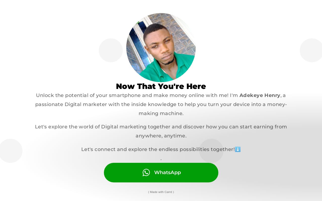 Profile landing page